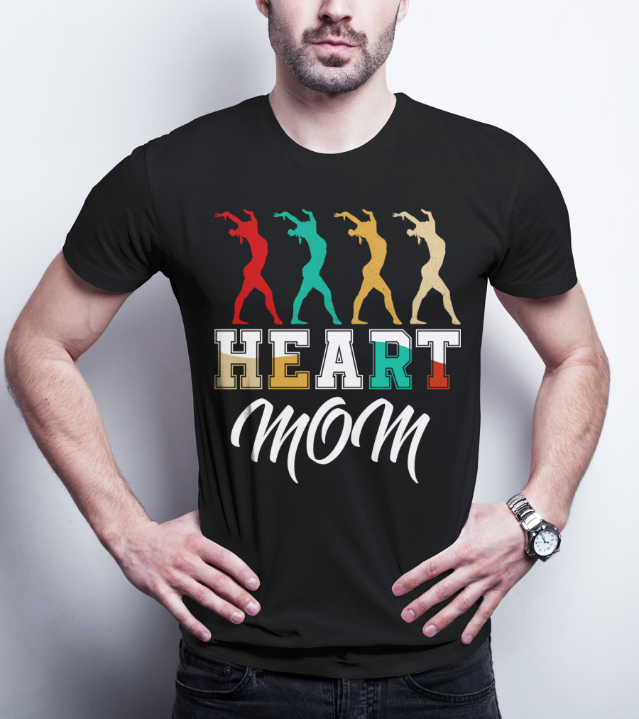 Gymnastics Heart Mom Colorful T-Shirt