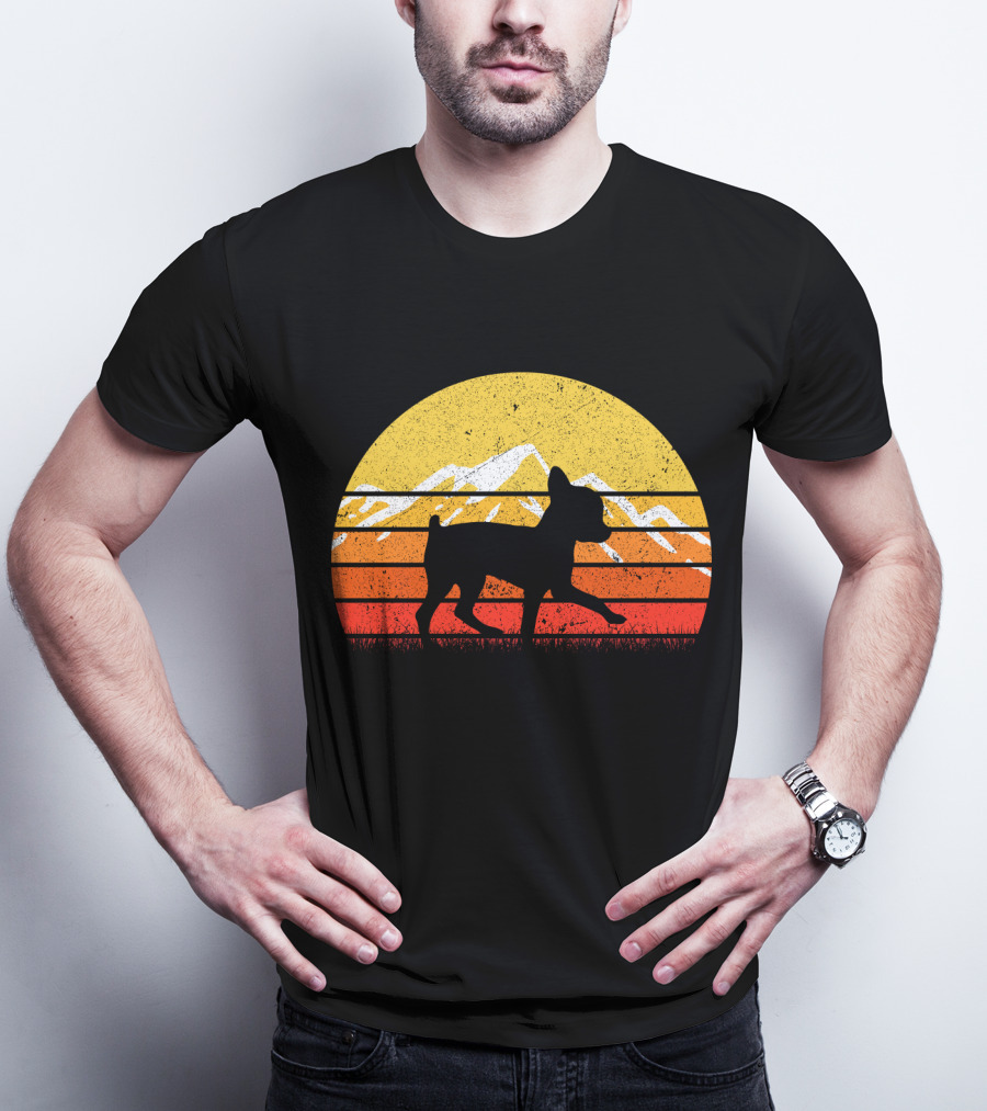 Retro Vintage Chihuahua Dog Sunset Mountain T-Shirt