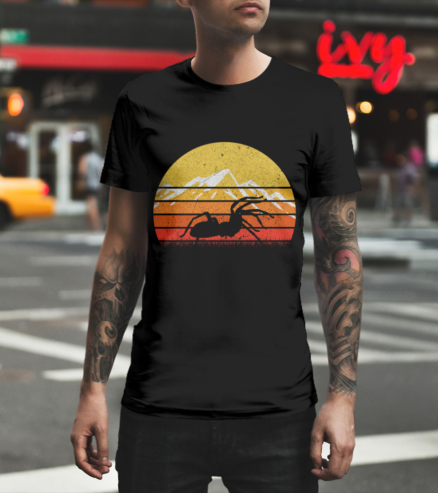 Retro Vintage Tarantula Mountain Sunset T-Shirt