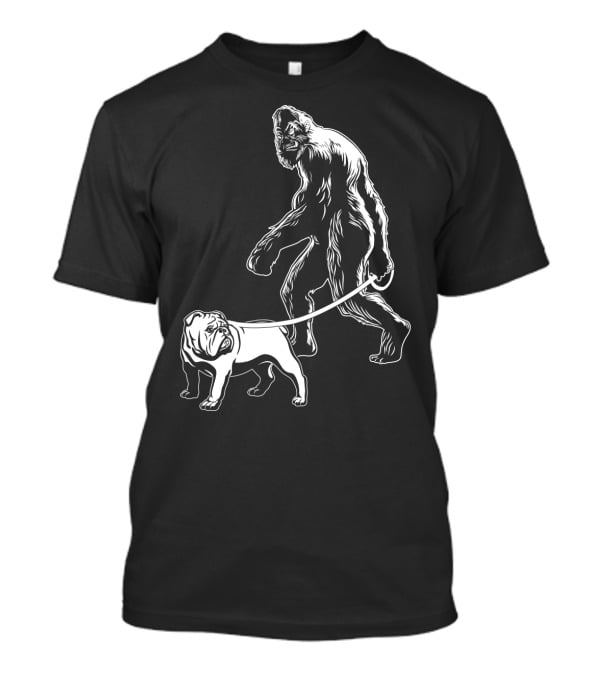 Bigfoot Walking Bulldog T-Shirt