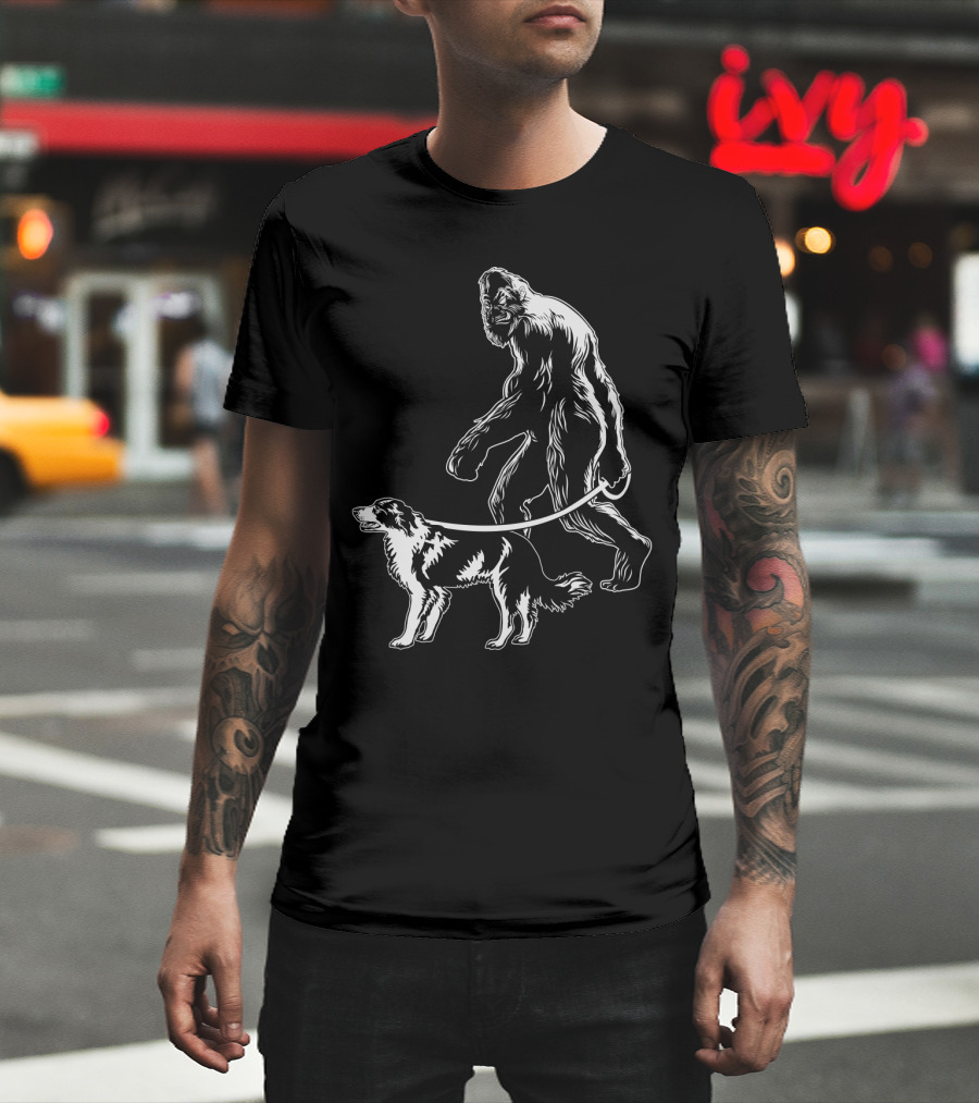 Bigfoot Walking Border Collie T-Shirt