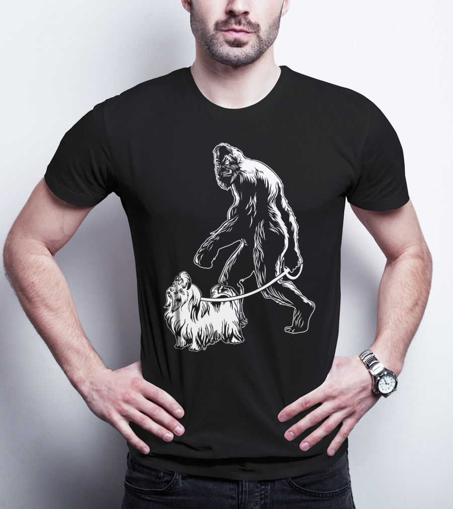 Bigfoot Walking Maltese Dog T-Shirt