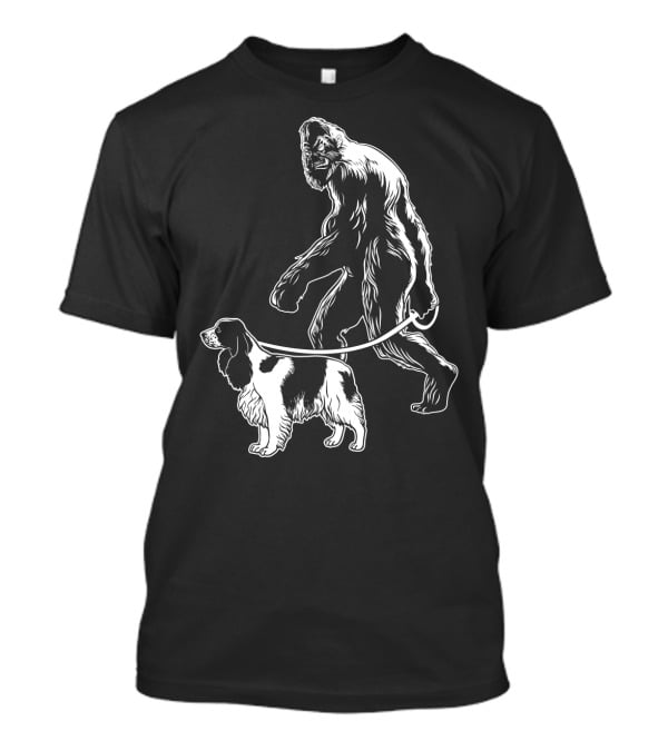 Bigfoot Walking Cocker Spaniel Dog T-Shirt