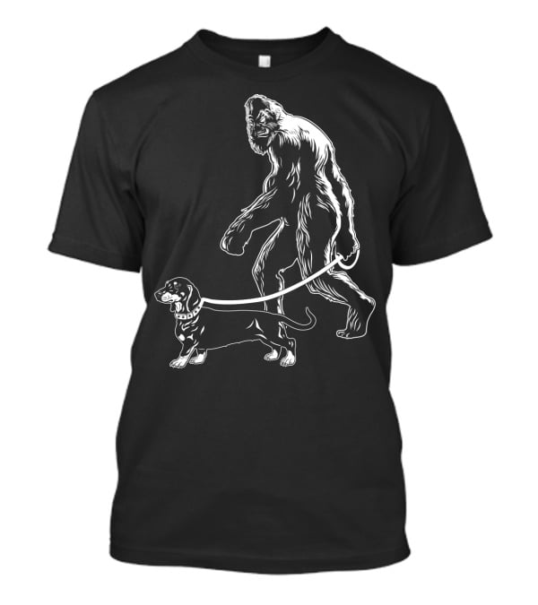 Bigfoot Walking Dachshund Dog T-Shirt