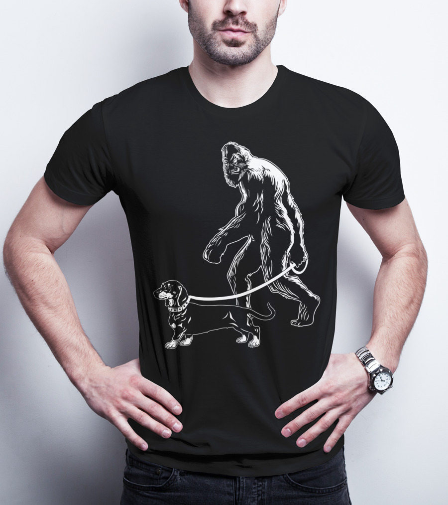 Bigfoot Walking Dachshund Dog T-Shirt