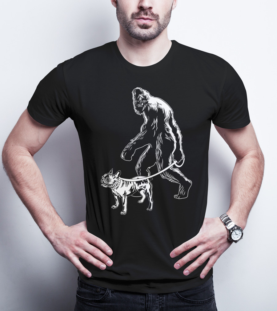 Bigfoot Walking French Bulldog Creature Companion T-Shirt