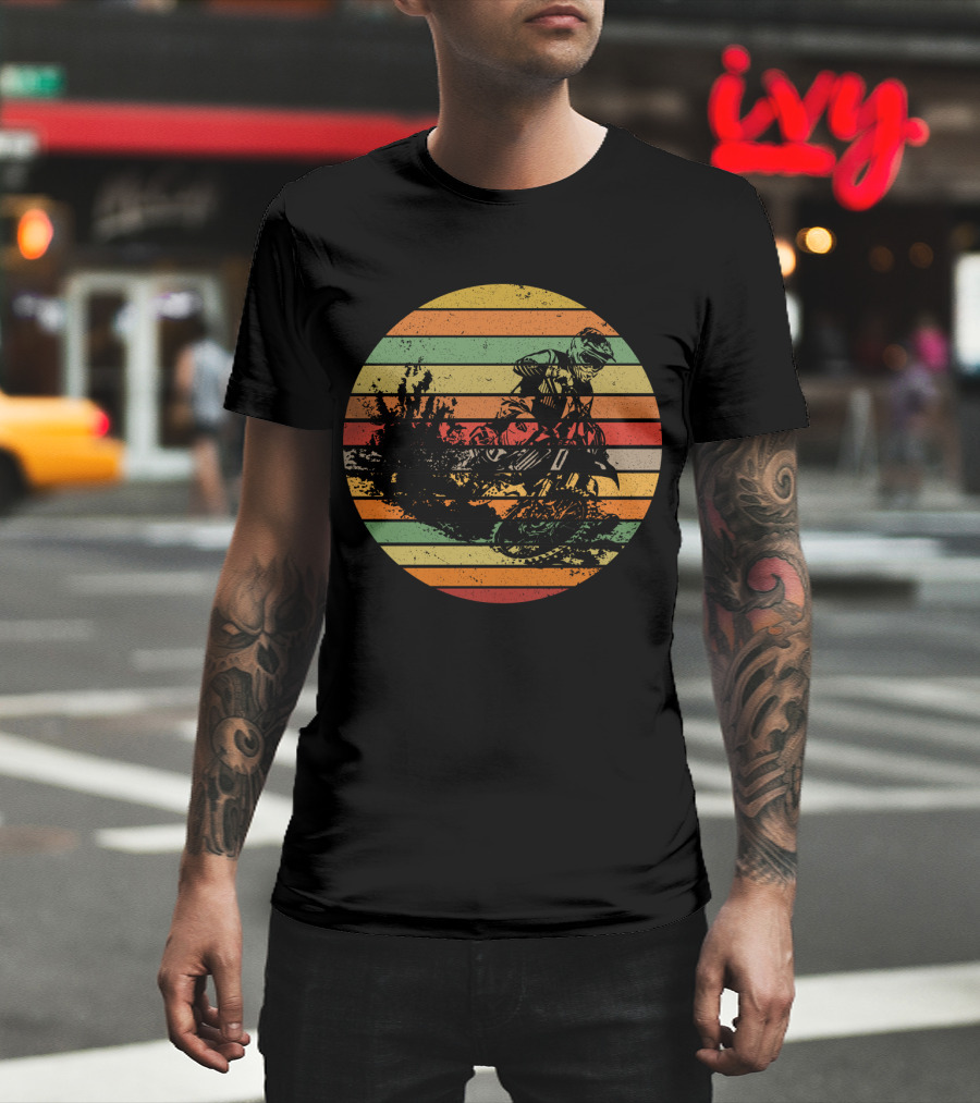 Vintage Motocross Dirt Bike Retro Vibes With Rider T-Shirt