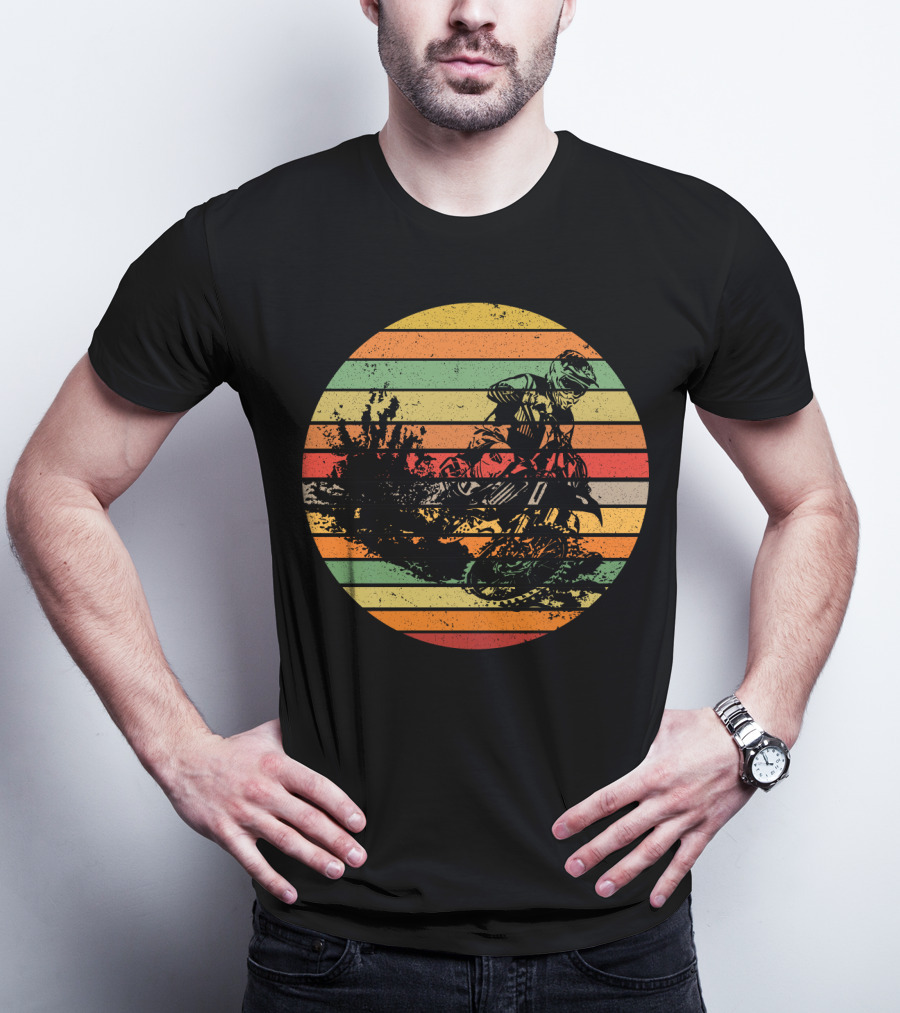 Vintage Motocross Dirt Bike Retro Vibes With Rider T-Shirt