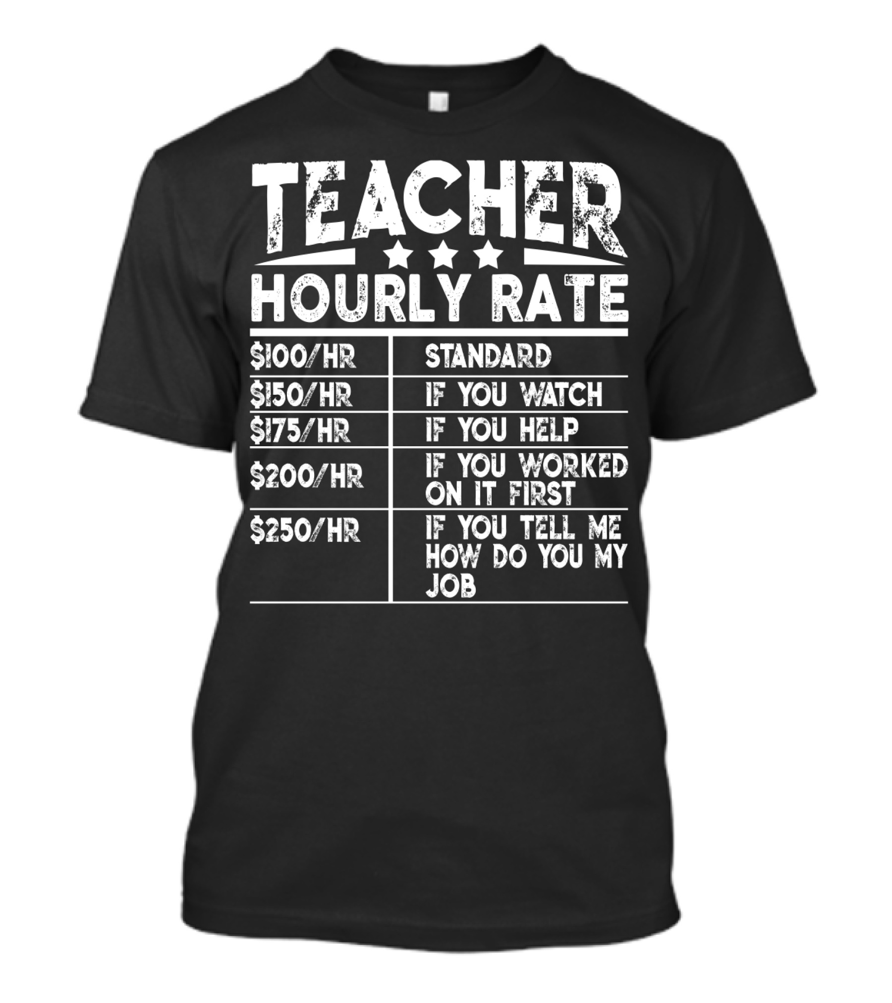 Teacher Hourly Rate Standard Watch Help Worked First Tell Me How My Job T-Shirt