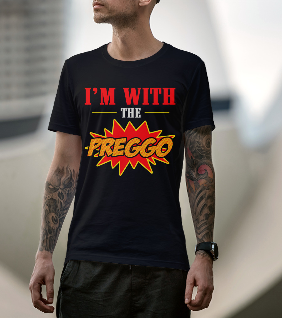 I'm With The Preggo Comic Style Burst T-Shirt