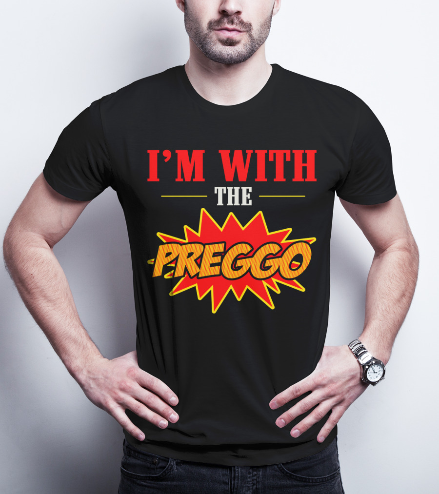I'm With The Preggo Comic Style Burst T-Shirt
