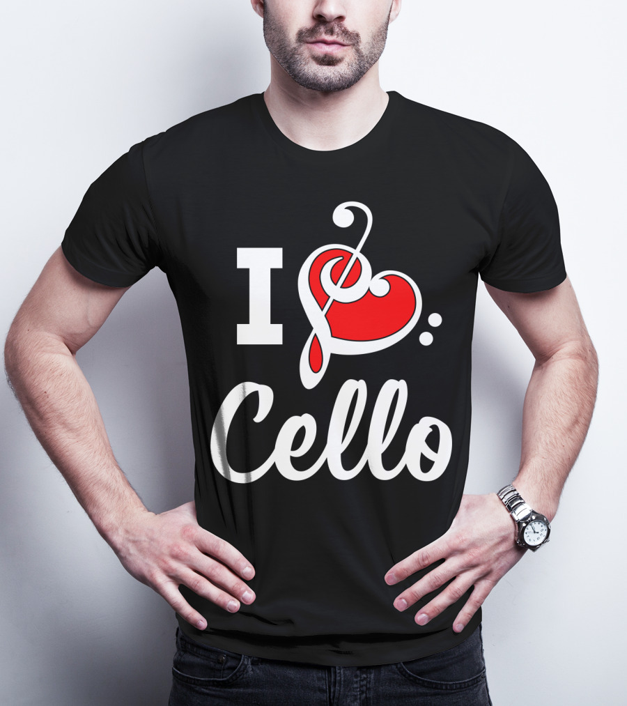 I Love Cello Treble Clef Heart T-Shirt