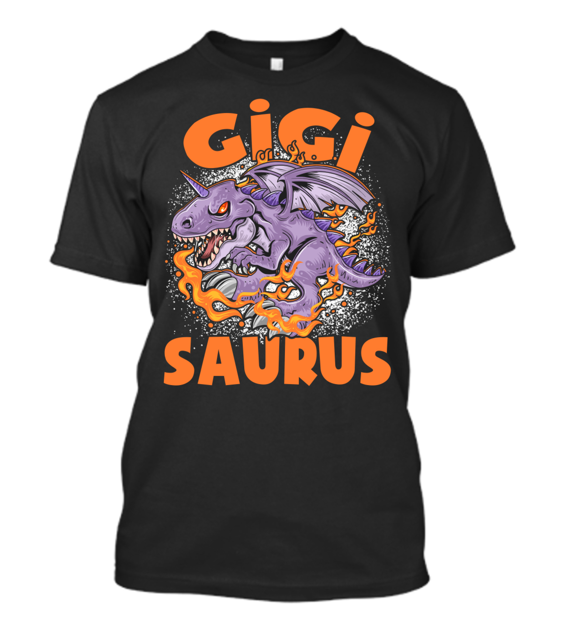 GIGI SAURUS Purple Fire-Breathing Dragon Dinosaur With Horns And Wings T-Shirt