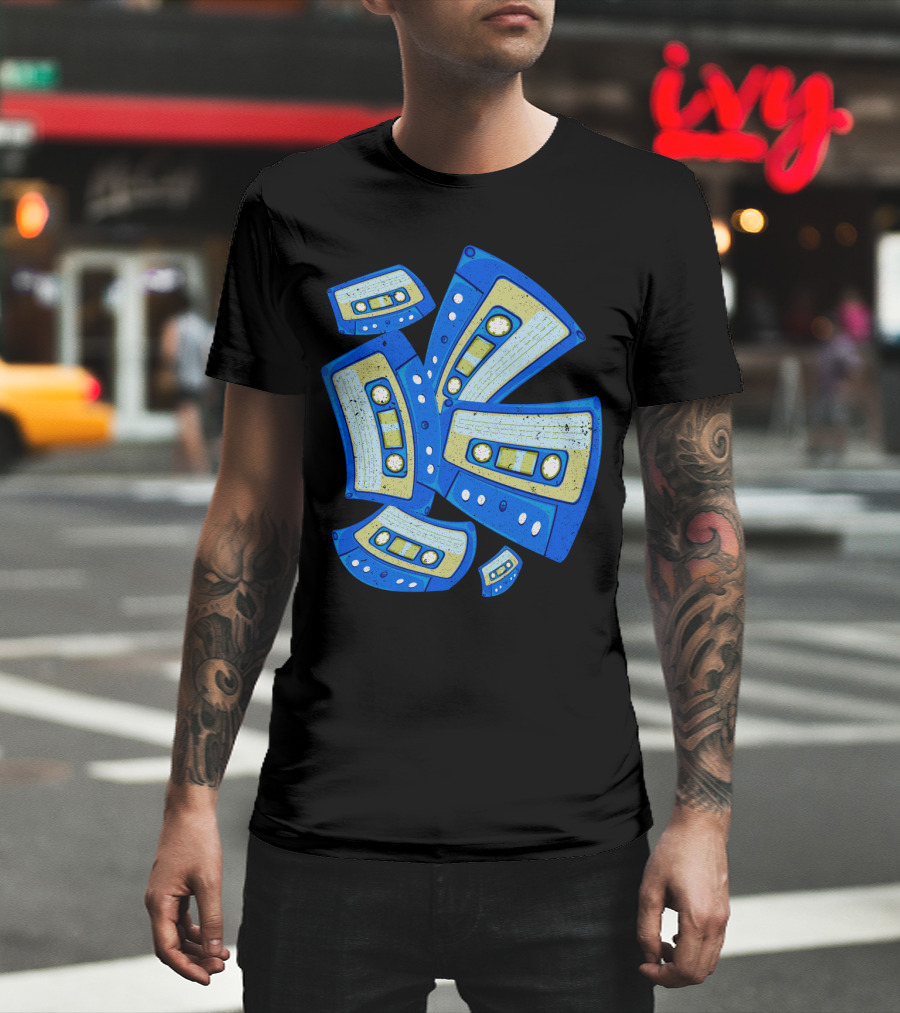 Vaporwave Cassette Mixtape Analog Music Retro Aesthetic Blue Tapes T-Shirt