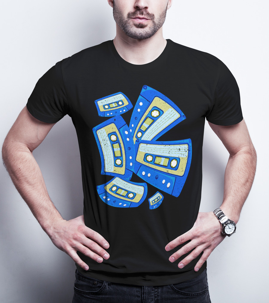Vaporwave Cassette Mixtape Analog Music Retro Aesthetic Blue Tapes T-Shirt