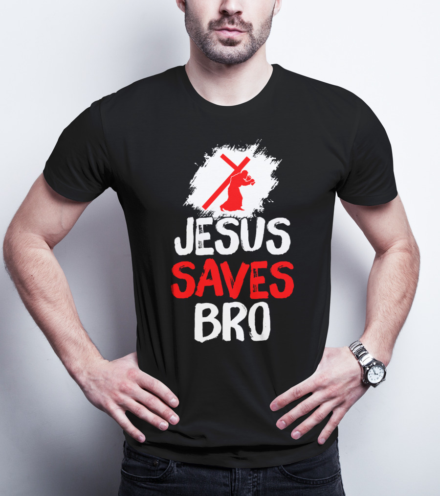 Jesus Saves Bro Bold Faith Funny Christian Premium T-Shirt