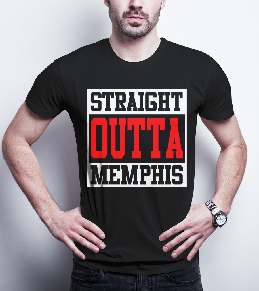 Straight Outta Memphis Bold Urban Block Text T-Shirt