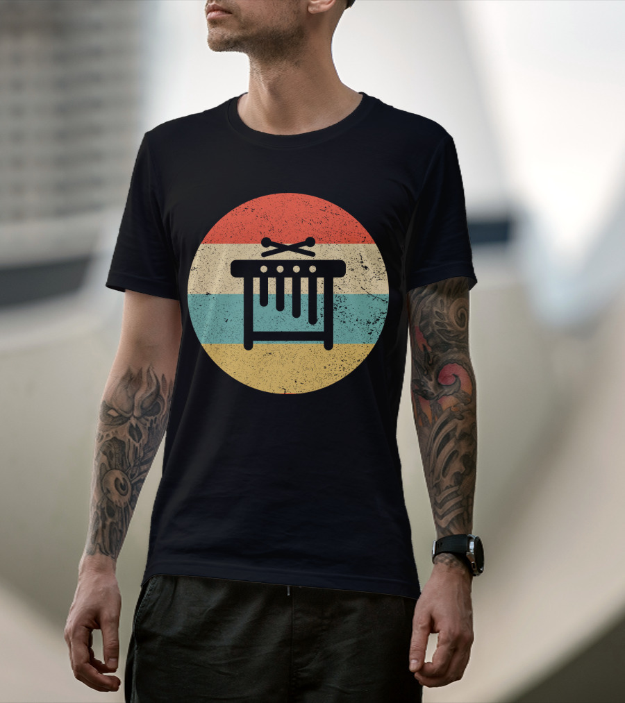 Vintage Retro Marimba Xylophone Circle Stripes T-Shirt