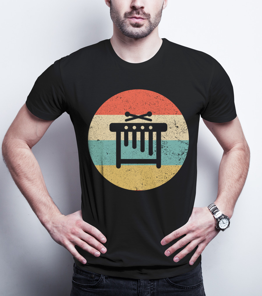 Vintage Retro Marimba Xylophone Circle Stripes T-Shirt