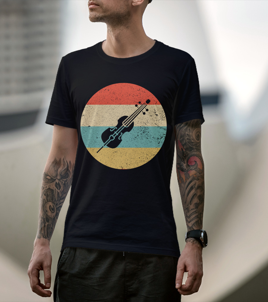 Vintage Retro Cello Circle Striped T-Shirt