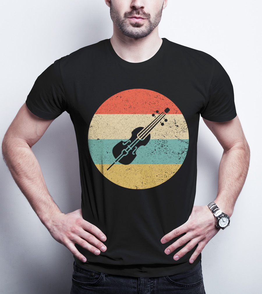 Vintage Retro Cello Circle Striped T-Shirt