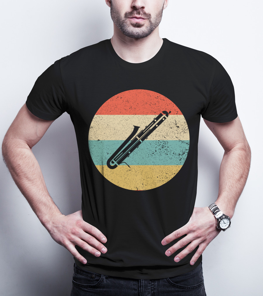 Vintage Retro Bassoon Circle Stripes T-Shirt