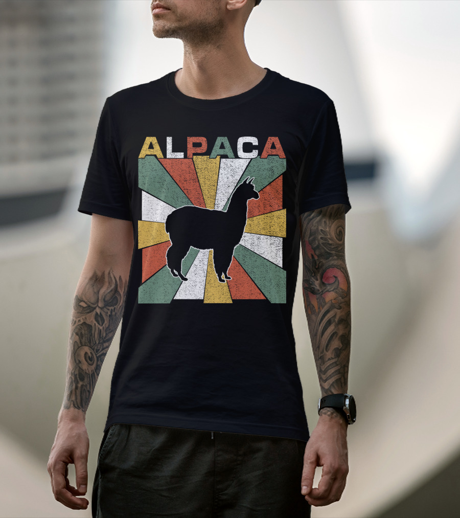 Alpaca Retro 70s Silhouette Vintage Colors T-Shirt