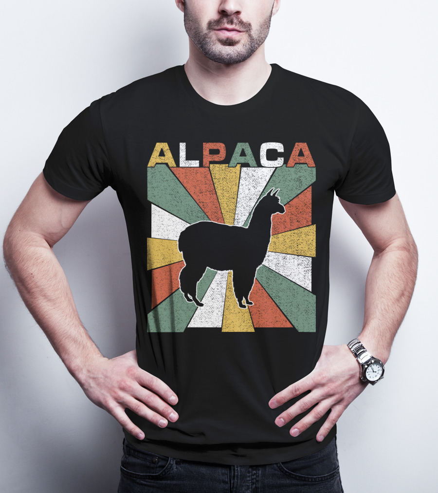 Alpaca Retro 70s Silhouette Vintage Colors T-Shirt