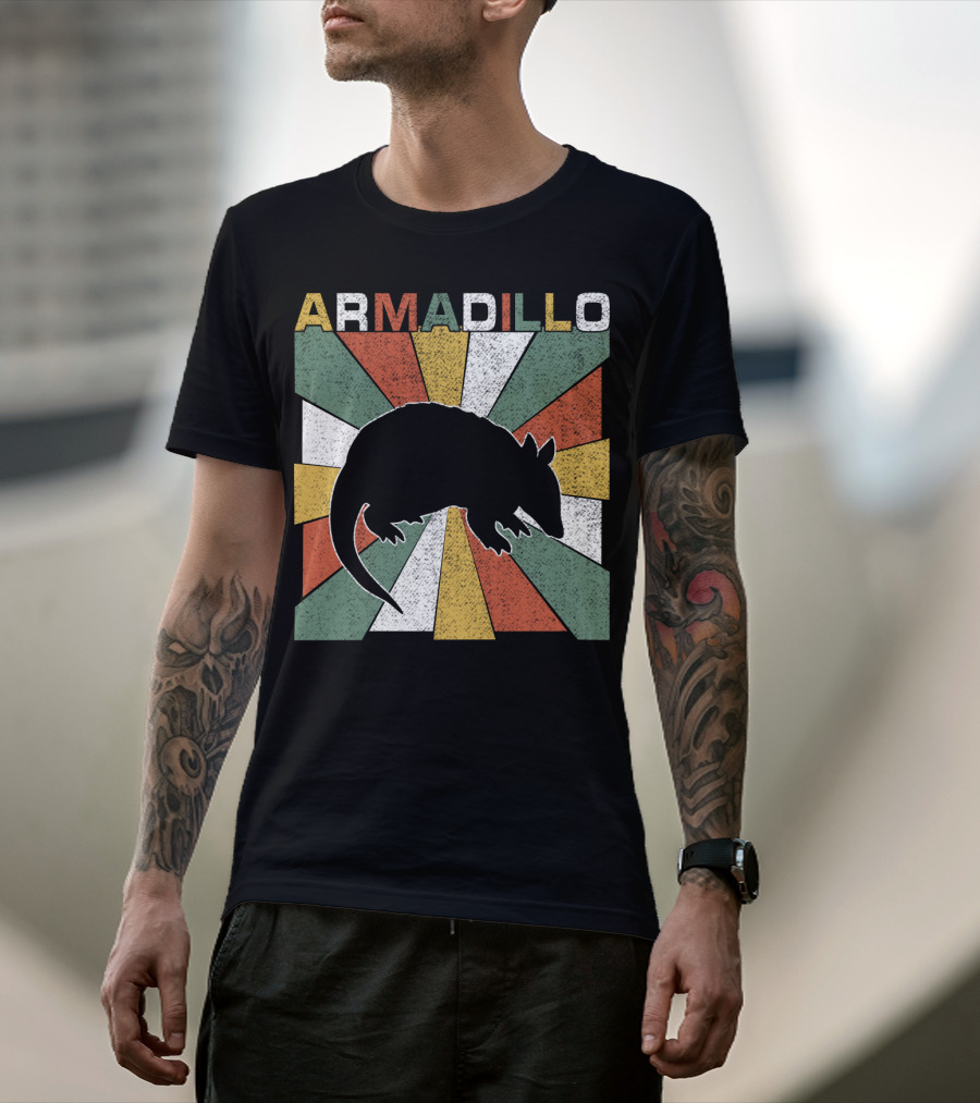 Armadillo Retro 70s Vintage Rainbow Burst T-Shirt