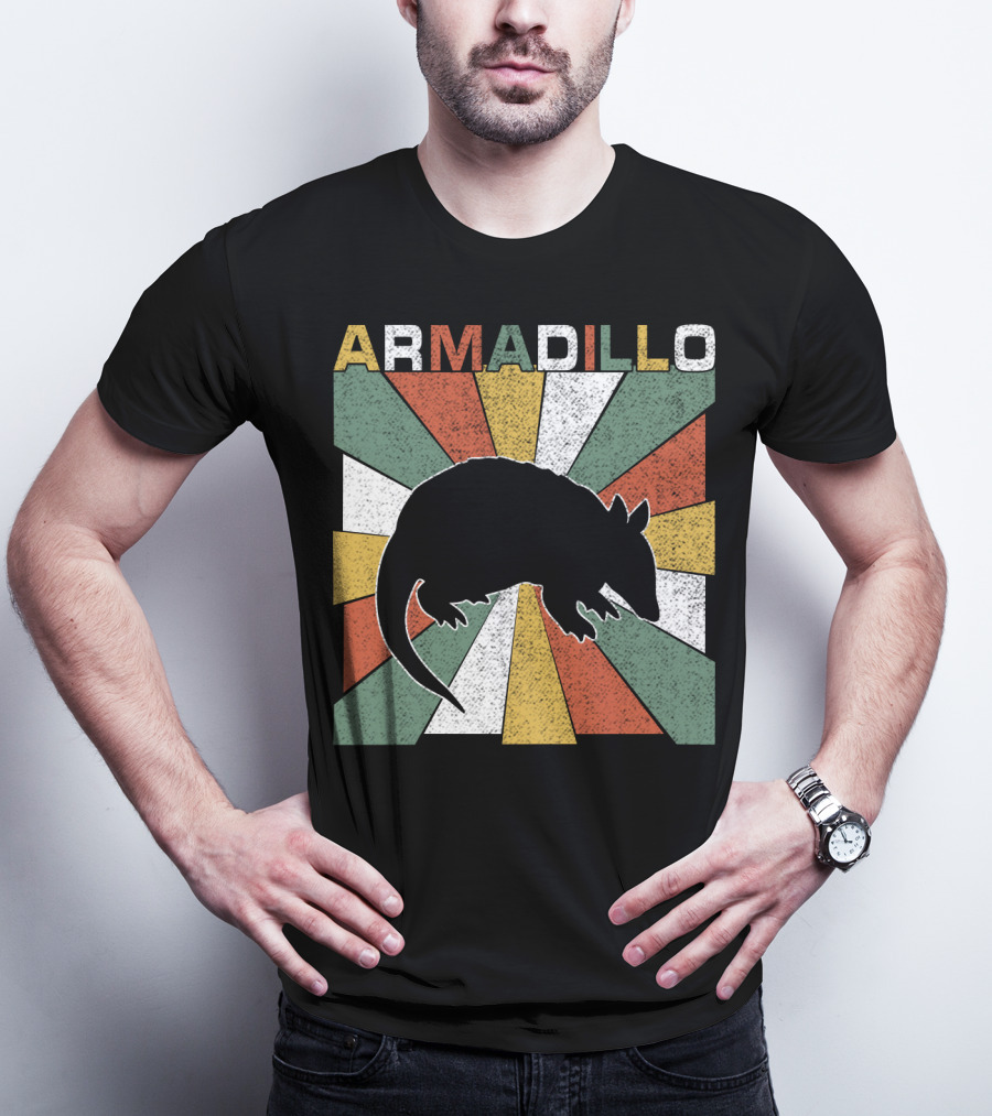 Armadillo Retro 70s Vintage Rainbow Burst T-Shirt