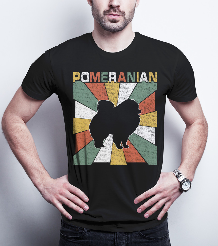 Pomeranian Dogs Retro 70s T-Shirt