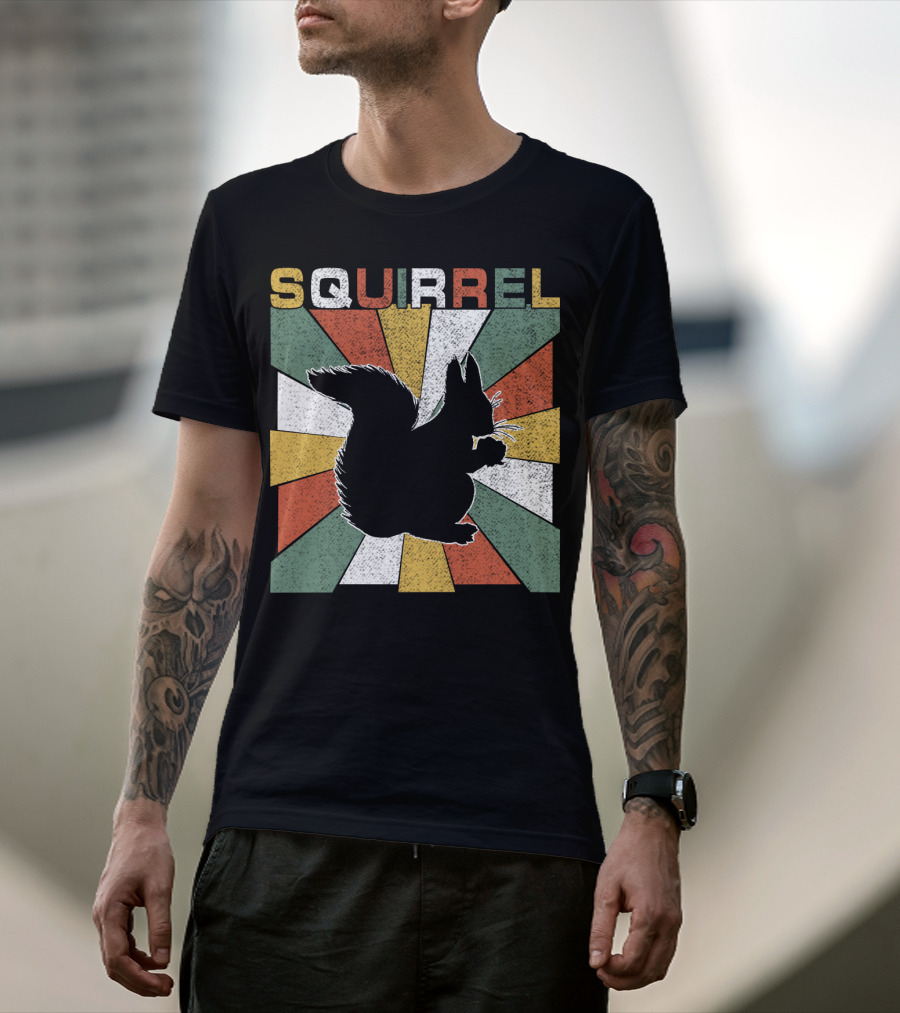 Squirrel Retro 70s Silhouette Vintage Colors T-Shirt