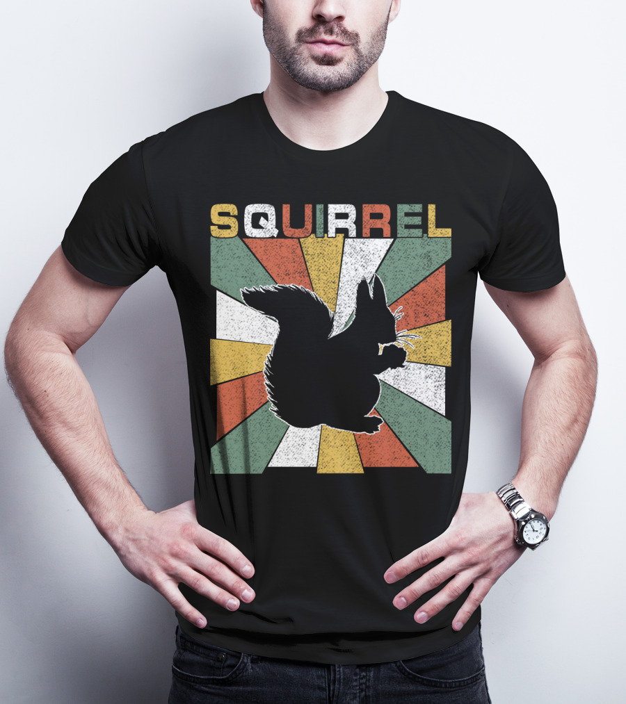 Squirrel Retro 70s Silhouette Vintage Colors T-Shirt