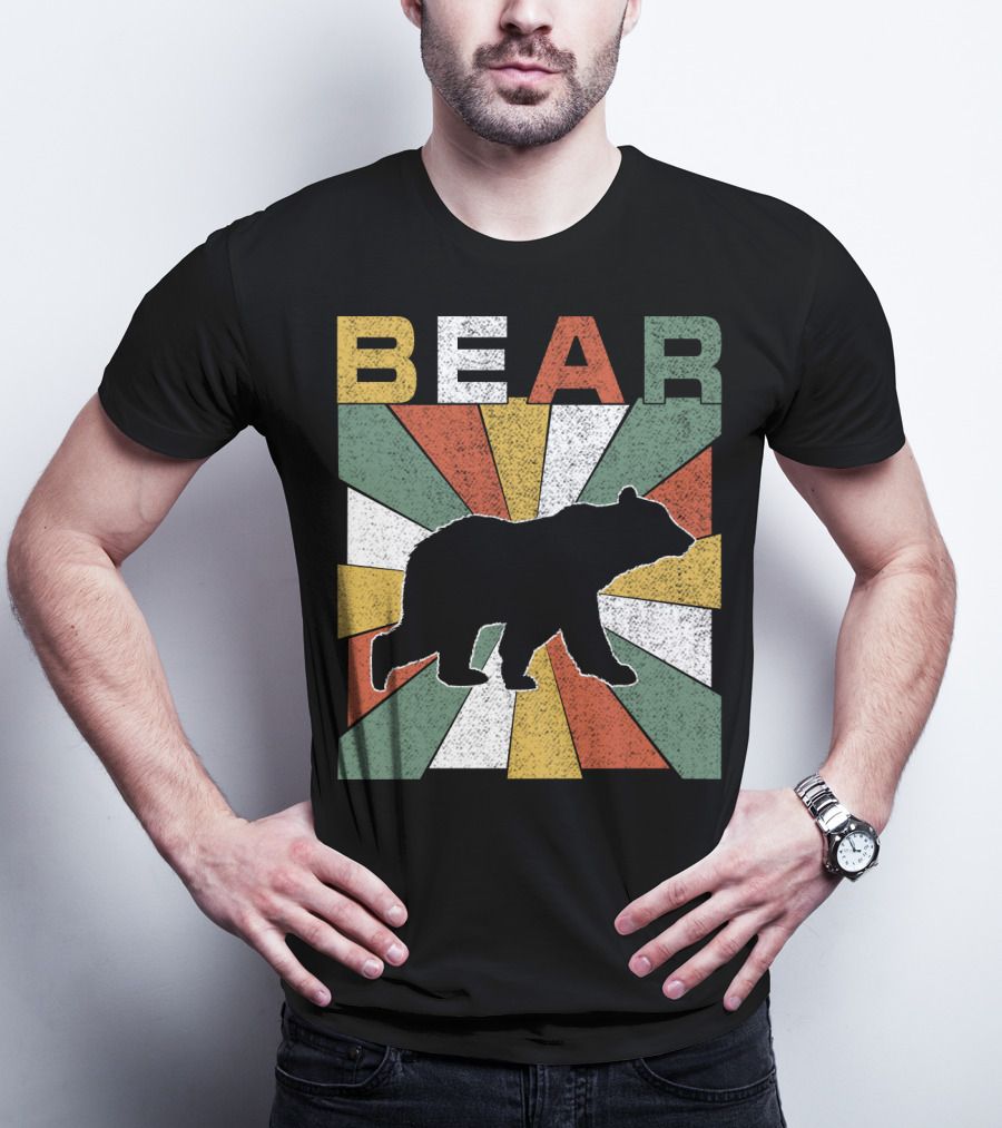 Bear Retro 70s Vintage Silhouette Burst T-Shirt
