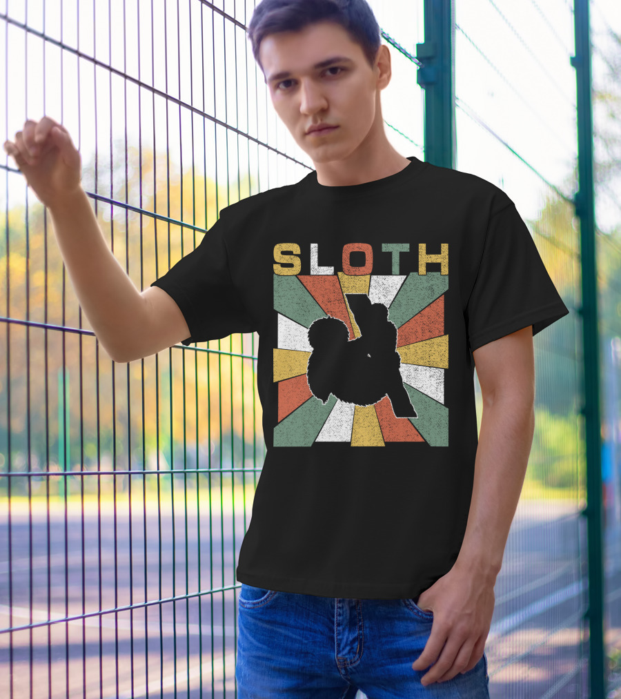 Sloth Retro 70s Vintage Colorful T-Shirt