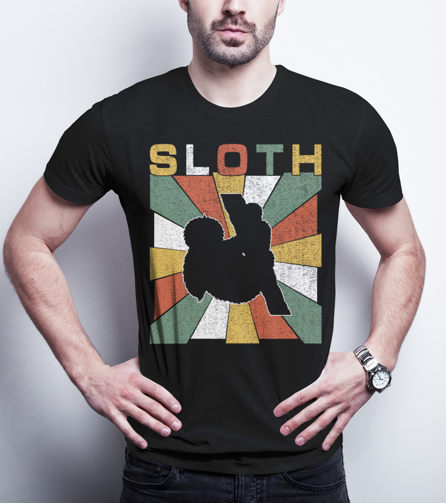Sloth Retro 70s Vintage Colorful T-Shirt
