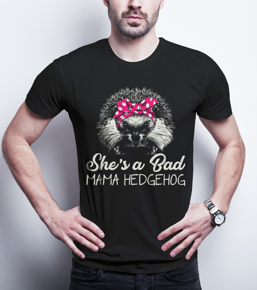 She's A Bad Mama Hedgehog With Polka Dot Bandana T-Shirt