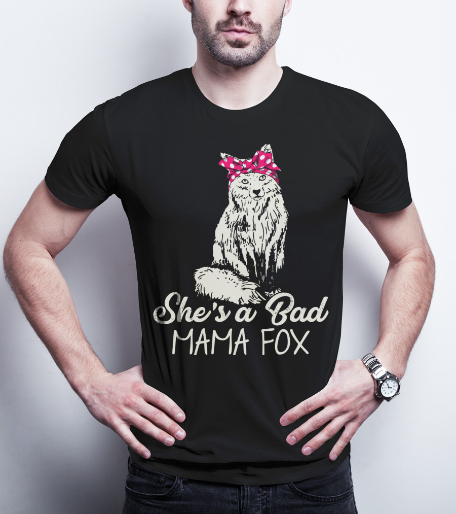 She's A Bad Mama Fox In Red Polka Dot Headscarf T-Shirt