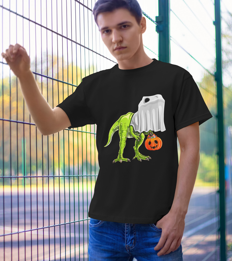 Halloween Rex Dinosaur Ghost Costume Pumpkin T-Shirt