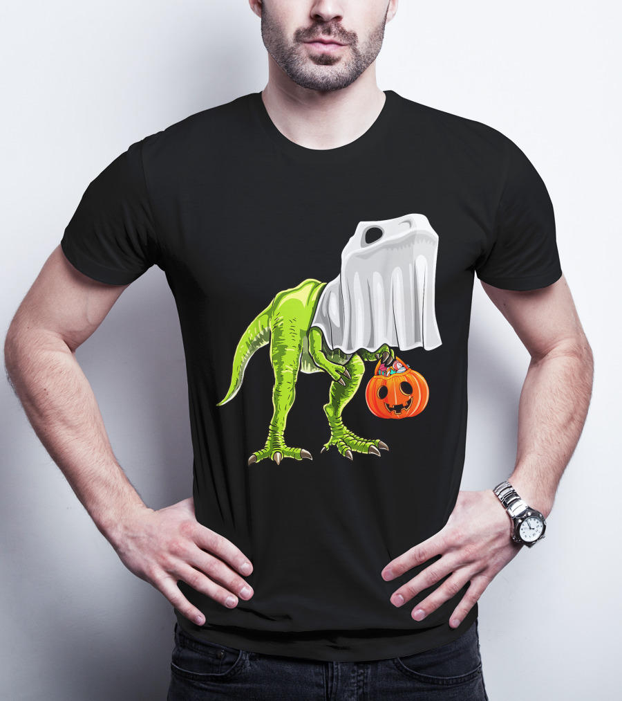 Halloween Rex Dinosaur Ghost Costume Pumpkin T-Shirt
