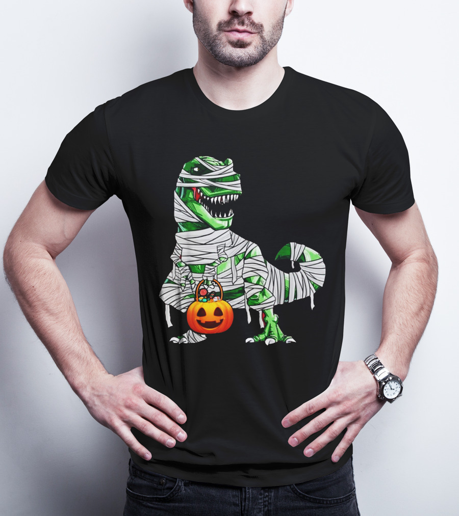 Halloween Pumpkin Mummy Dinosaur T-Shirt