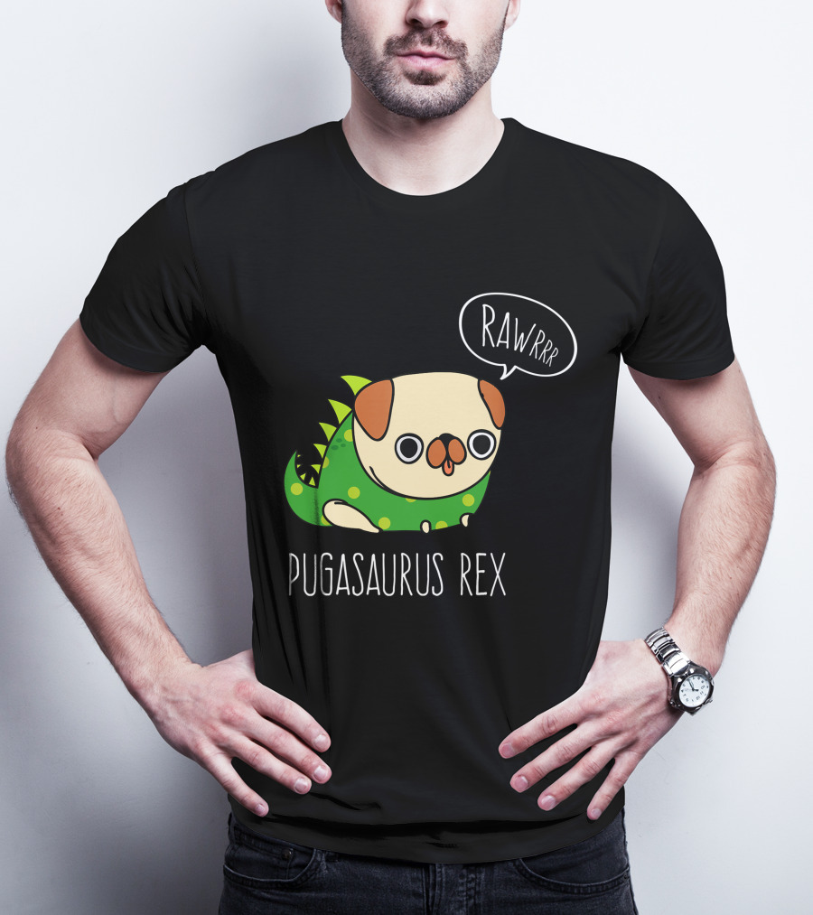 Pugasaurus Rex Pug Dog Halloween Rawrrr T-Shirt