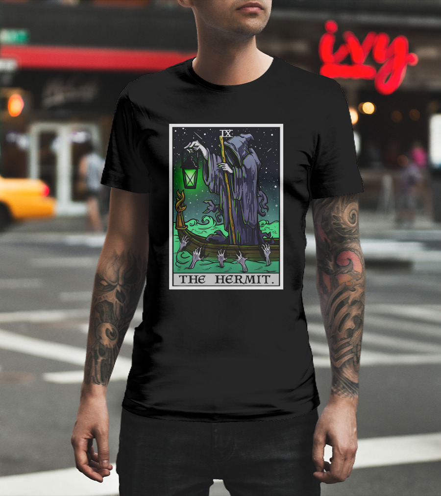 Halloween Grim Reaper Tarot Card The Hermit IX T-Shirt