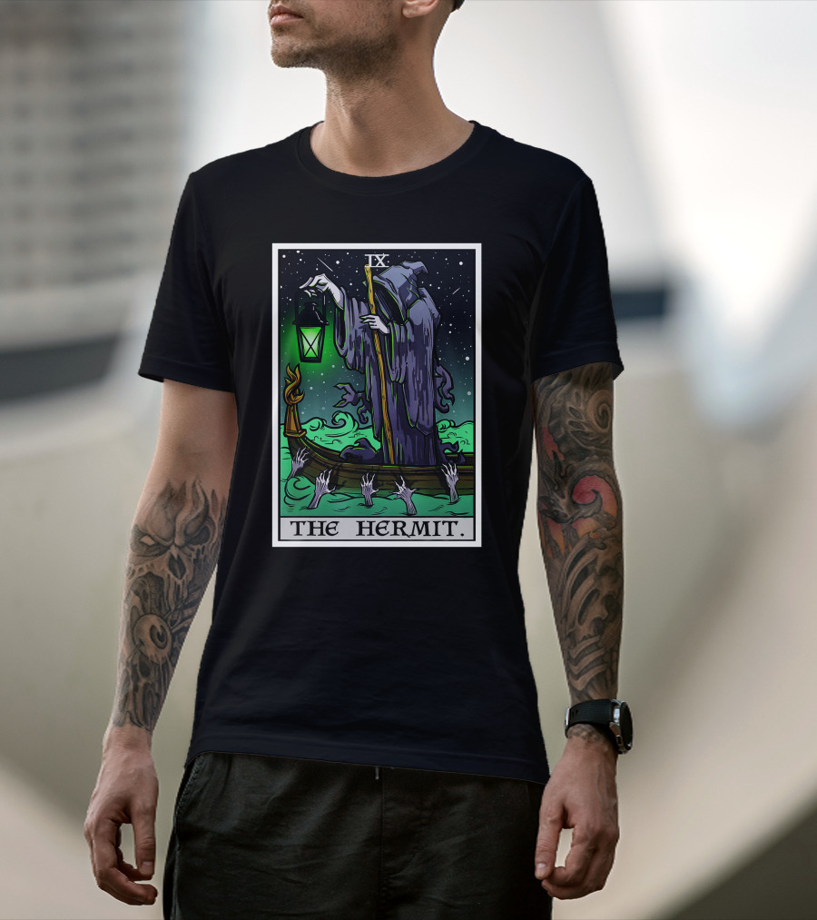 Halloween Grim Reaper Tarot Card The Hermit IX T-Shirt
