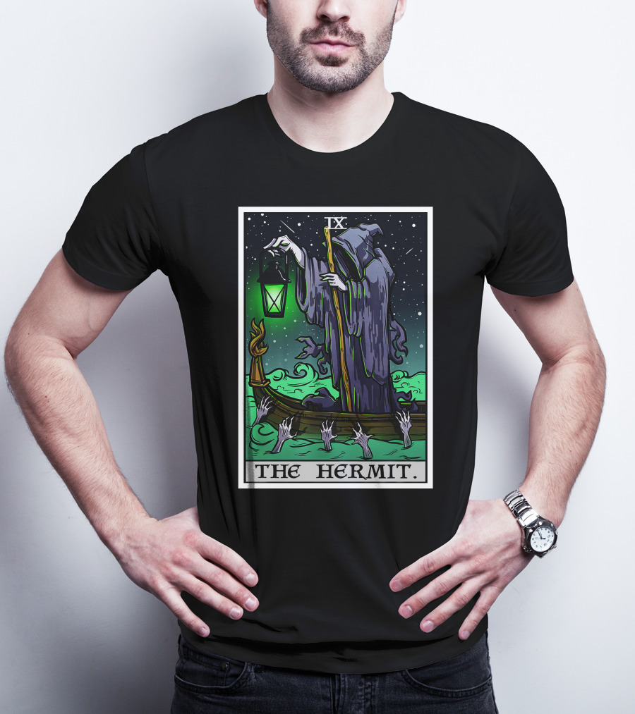 Halloween Grim Reaper Tarot Card The Hermit IX T-Shirt