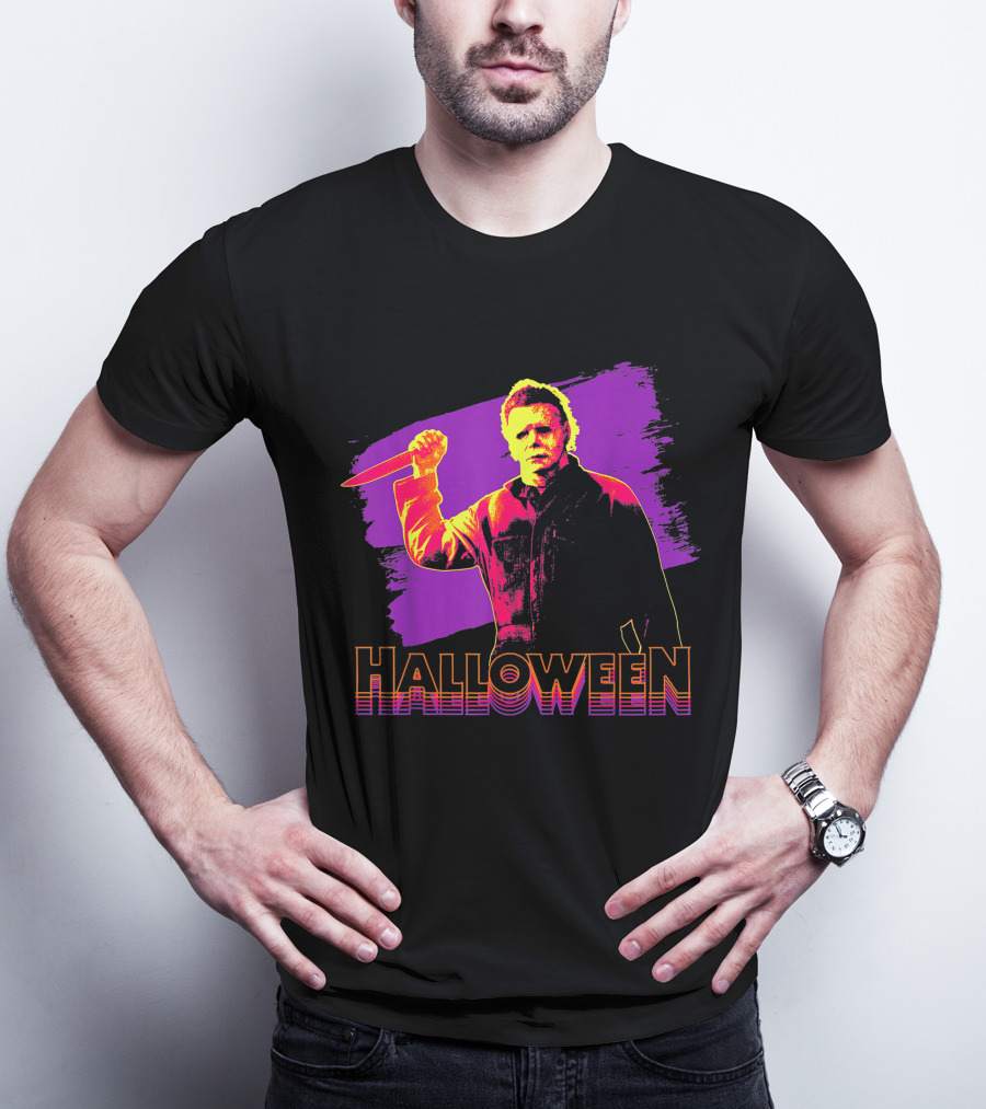 Michael Myers Neon Halloween T-Shirt