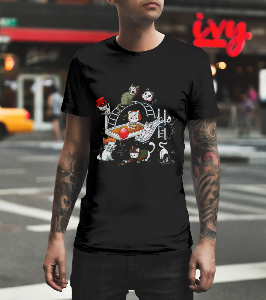 Horror Cats Playground Halloween Icons T-Shirt