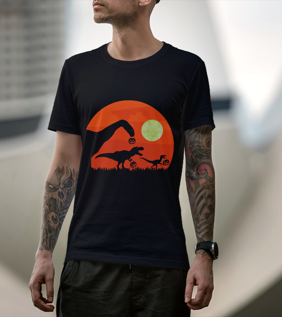 Halloween Dinosaur Rex Pumpkin Moon T-Shirt