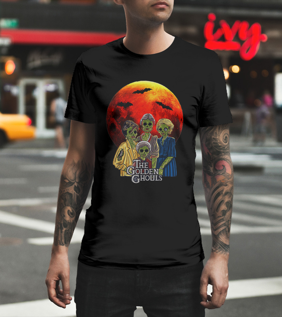 The Golden Ghouls Vintage Moon Halloween T-Shirt