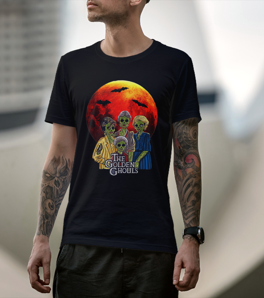 The Golden Ghouls Vintage Moon Halloween T-Shirt